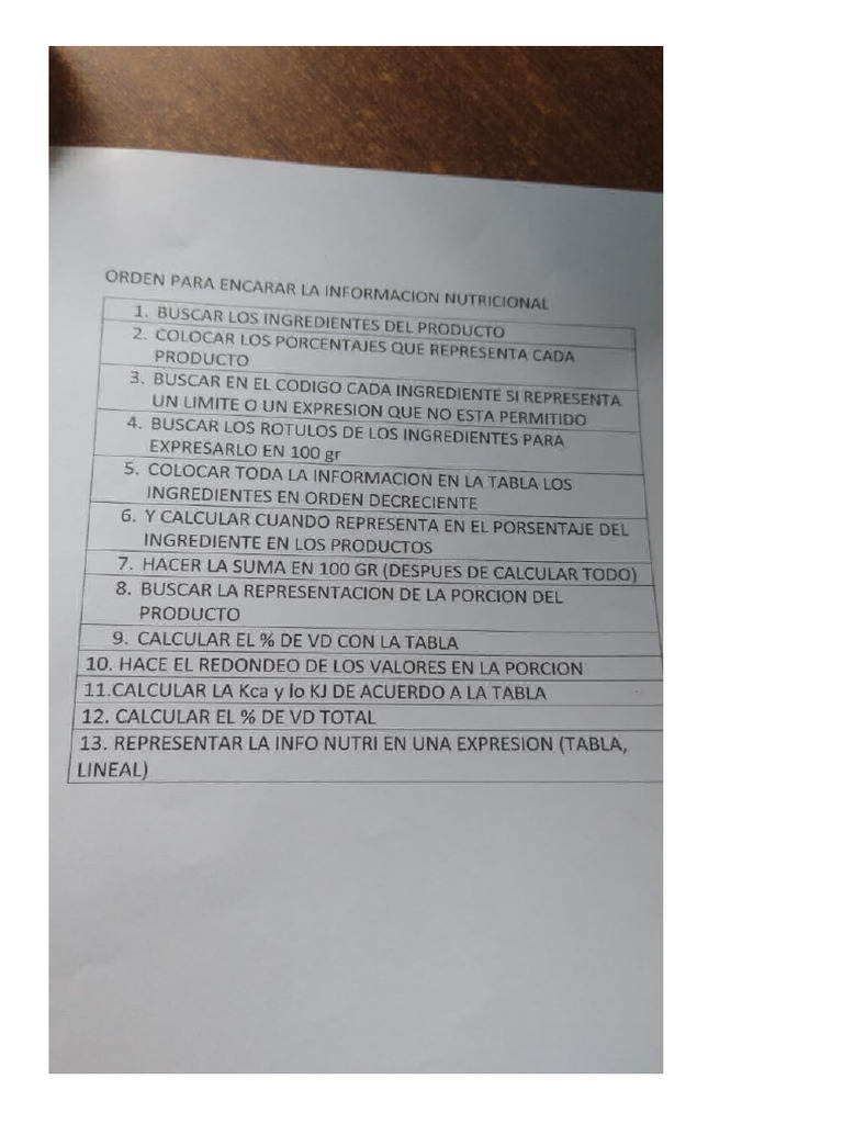 PASOS PARA RELAIZAR LA INFO NUTRI .Jpeg | PDF