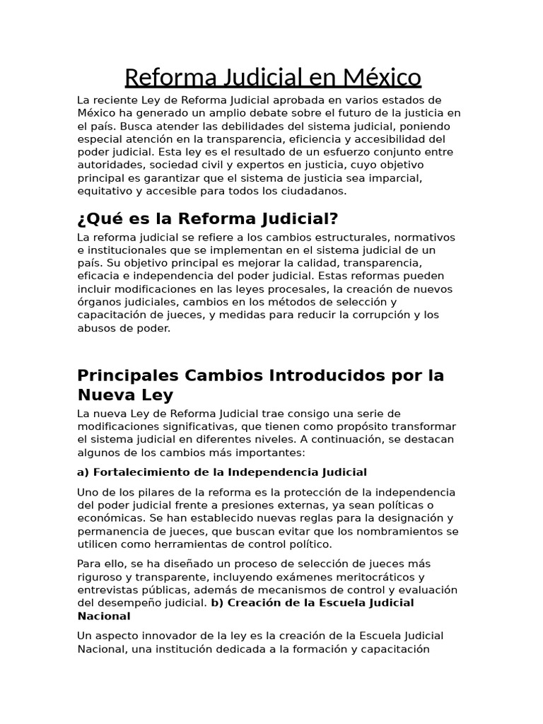 Reforma Judicial en México: Cambios Clave | PDF | Corrupción política ...