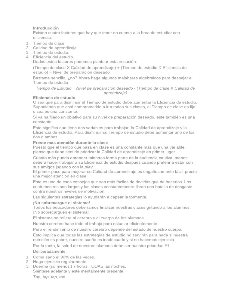 Como Estudiar | PDF | Aprendizaje | Mente