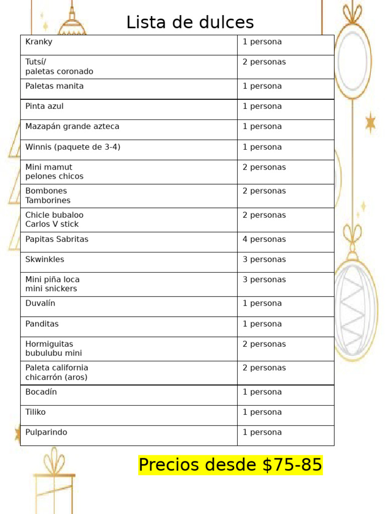 Lista de Dulces | PDF | Novela negra, policíaca y suspenso