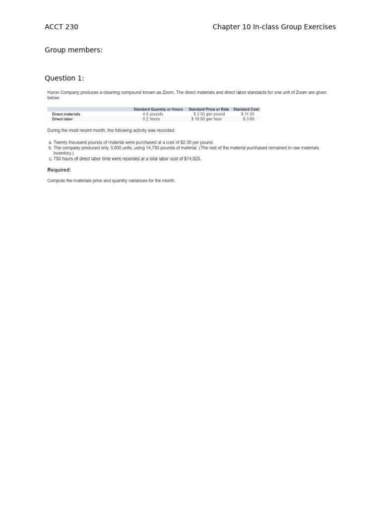 Chapter 10 In-Class Group Assignment | PDF | Science & Mathematics ...