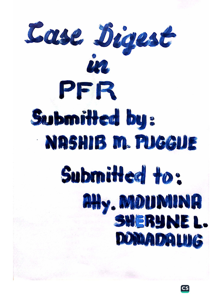 PFR Case Digest | PDF