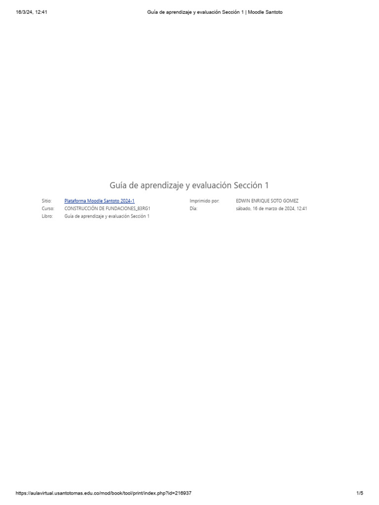 Guía de Aprendizaje y Evaluación Sección 1 - Moodle Santoto | PDF | Moodle | Aprendizaje