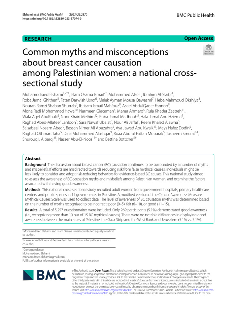 Common Myths and Misconceptions About Breast Cancer Causation Among ...