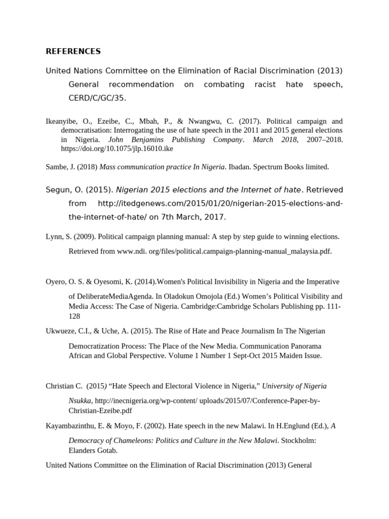 Adamu Thesis References | PDF | Political Science | Human Communication