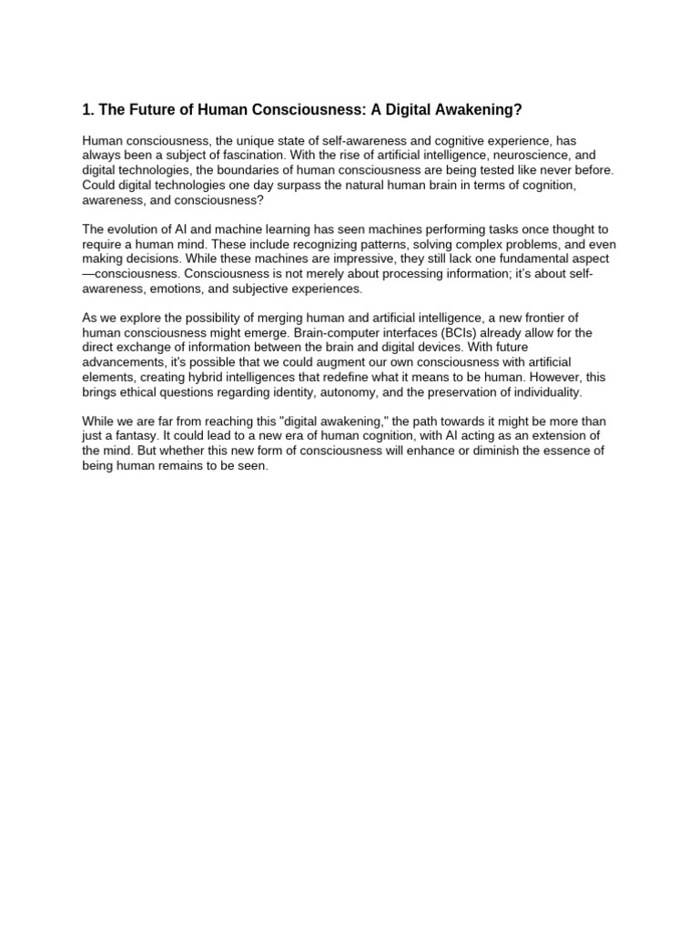 The Future of Human Consciousness | PDF