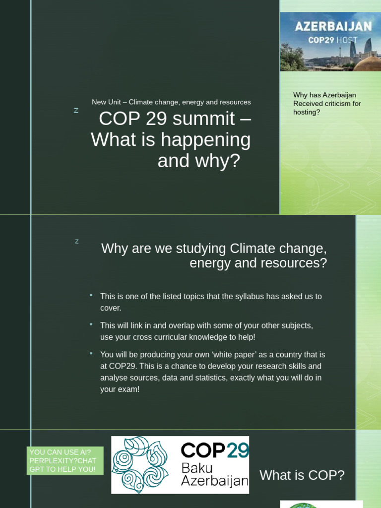 COP 29 GP Climate. Energy. Resources | PDF | Climate Change Mitigation ...