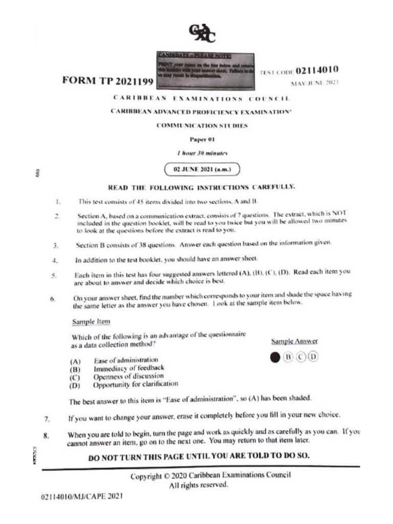 Cape Comm ST p1 July 2021 | PDF