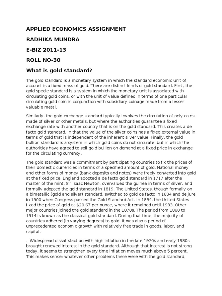 Gold Standard | PDF | Gold Standard | Balance Of Payments