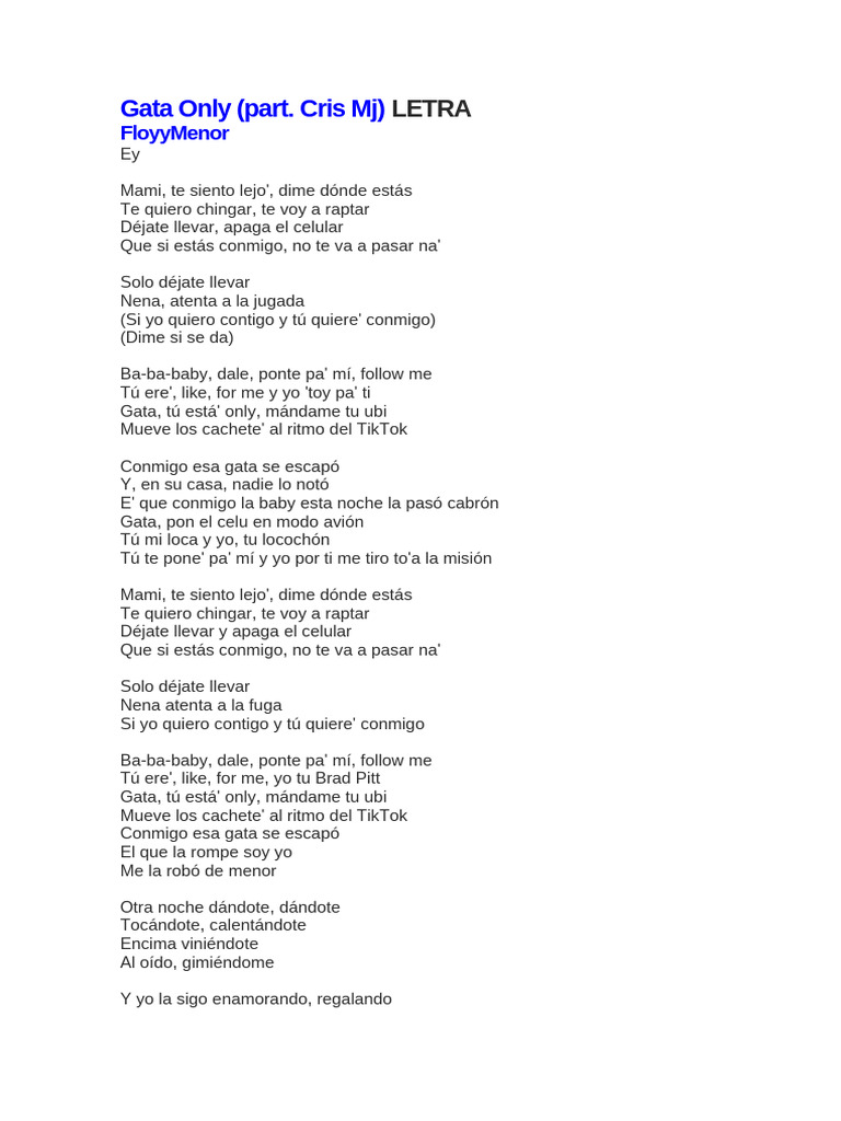 Gata Only Letra | PDF