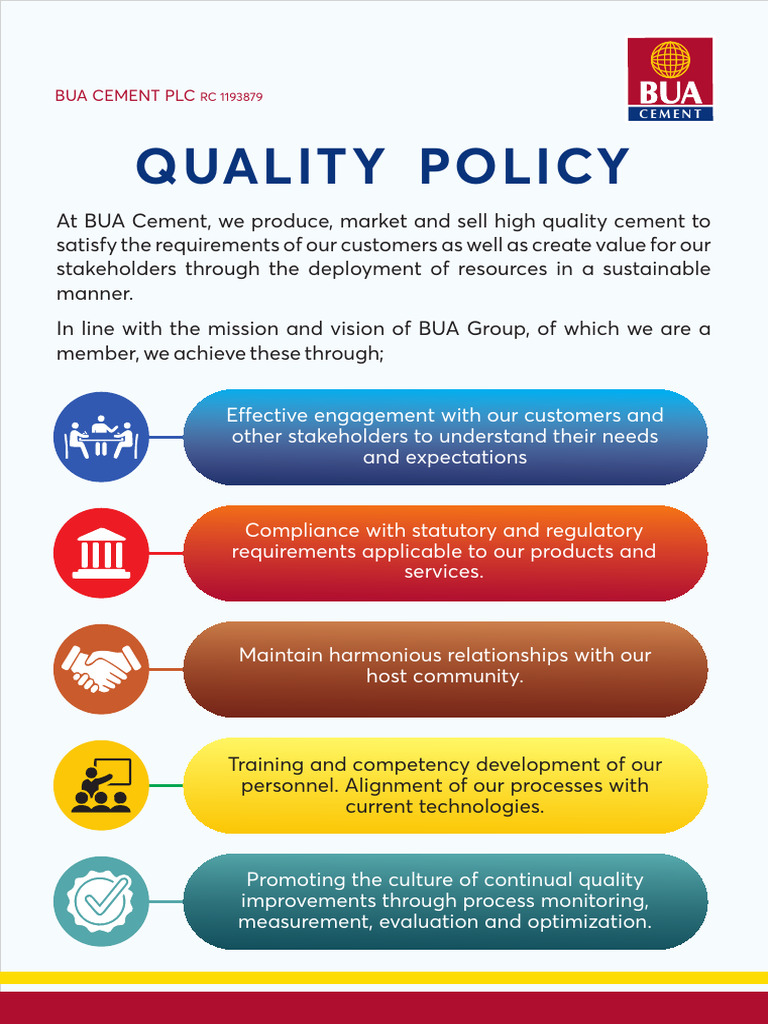 BUA Cement Quality Policy Overview | PDF