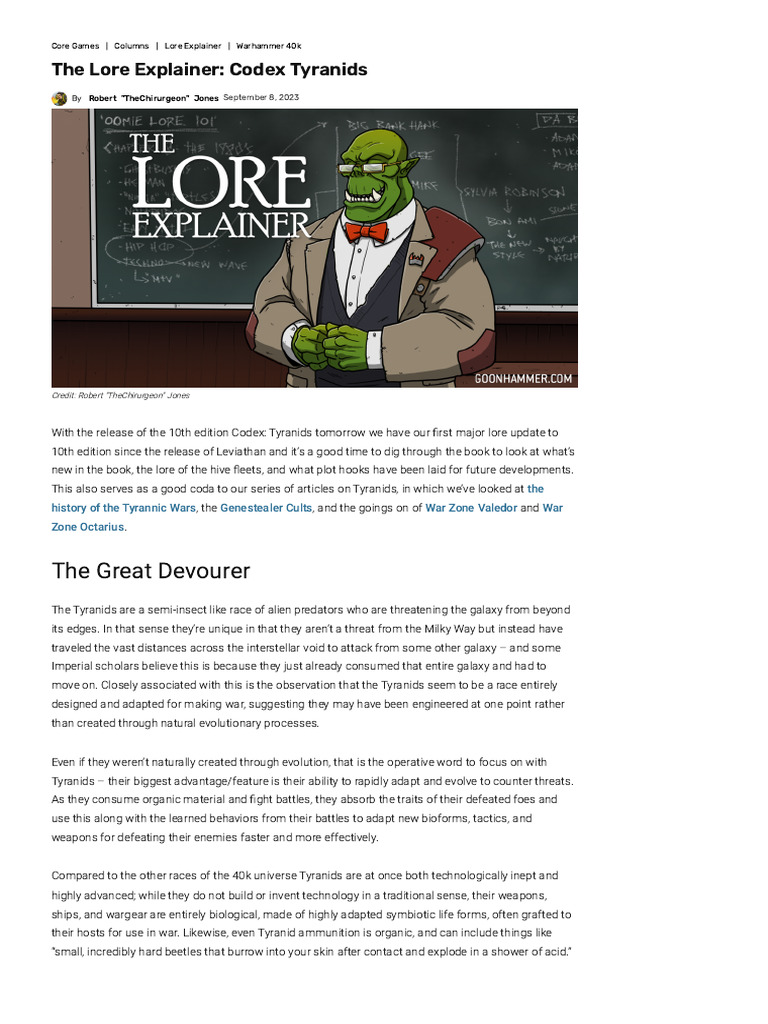 The Lore Explainer - Codex Tyranids - Goonhammer | PDF The Lore Explainer - Codex Tyranids - Goonhammer | PDF