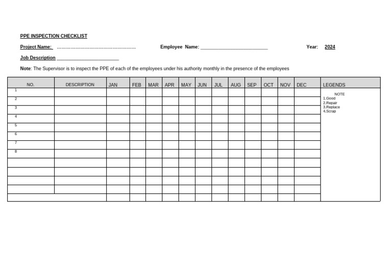PPE Inspection Checklist | PDF