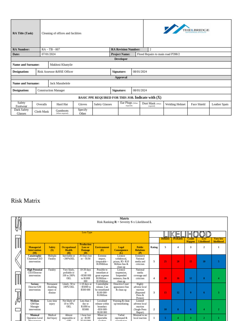 Office Cleaning Risk Assessment | PDF | Personal Protective Equipment ...