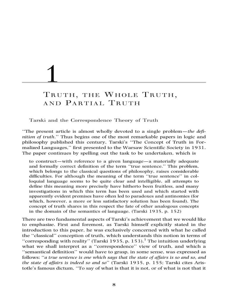 1 Truth, The Whole Truth, and Partial Truth | PDF | Truth | Pragmatism