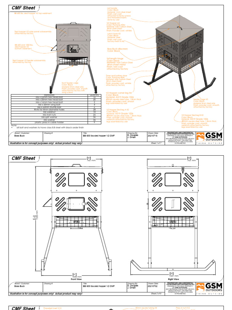 600lbs Sled Hopper V2 CMF | PDF | Screw | Rivet