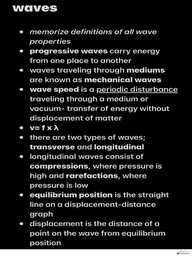 Waves Notes Physics As 9702 | PDF