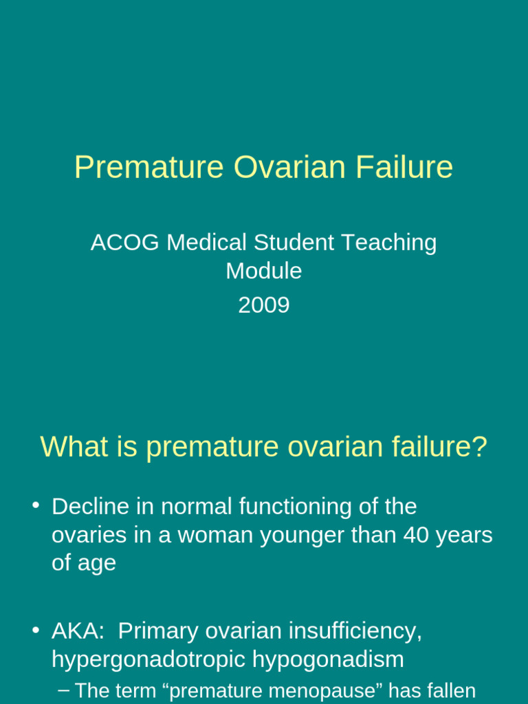 Premature Ovarian Failure | PDF