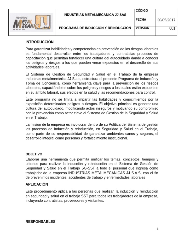 Programa de Inducción y Reinducción | PDF | Pensión