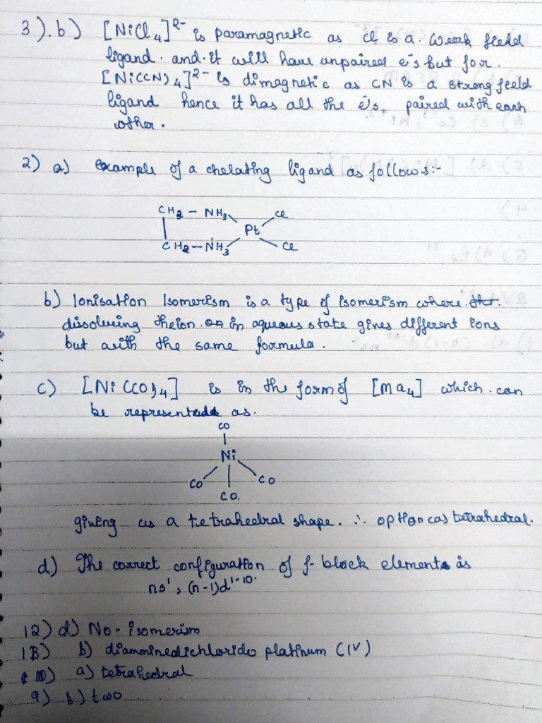 Inorganic Chemistry test | PDF