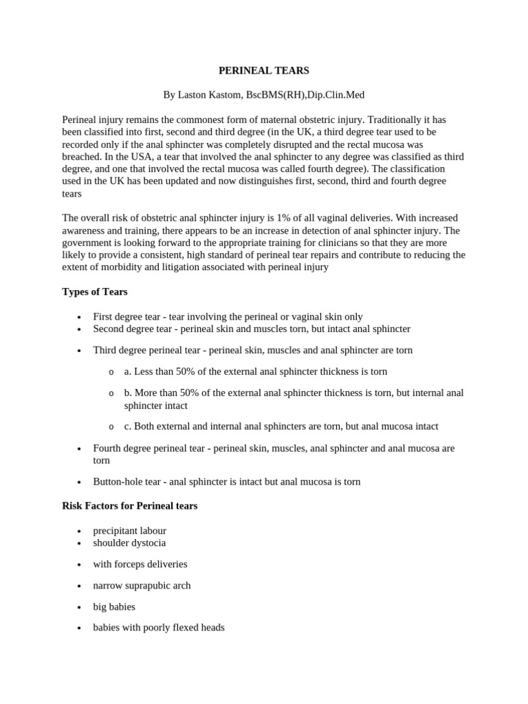 8 Perineal Tears Procedure | PDF | Surgical Suture | Childbirth