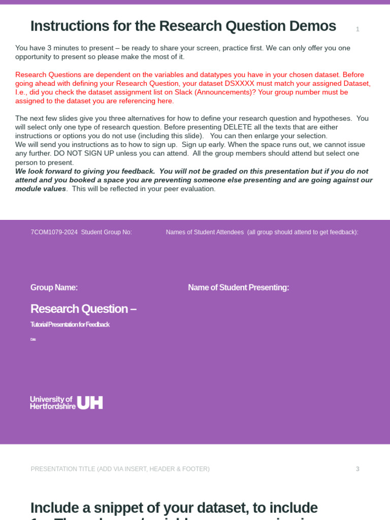 Reseach Question Presentation Template | PDF | Hypothesis | Null Hypothesis