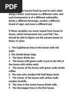 Einstein Riddle Worksheet | PDF | Drink | Yellow