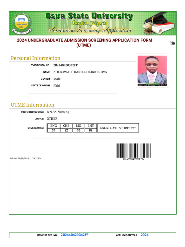 2024 Undergraduate Admissions Screening Application Forms | PDF ...