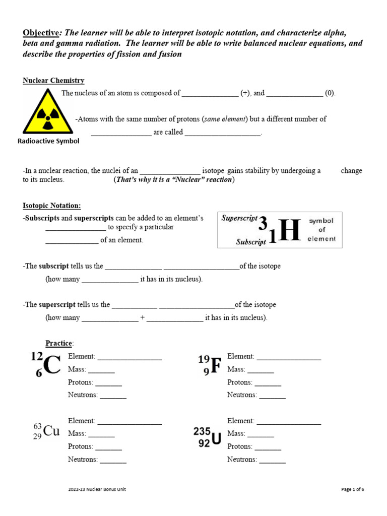 Objective: Nuclear Chemistry | PDF | Nuclear Physics | Neutron