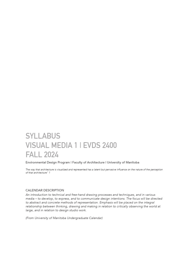 Syllabus EVDS2400 Visual Media 1 2024 | PDF | Plagiarism | Academic ...