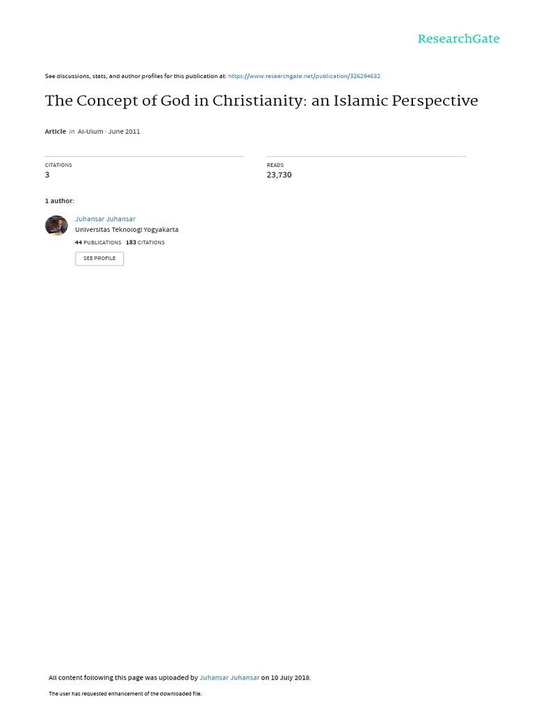 The Concept of God in Christianity An Islamic Perspective | PDF | God ...