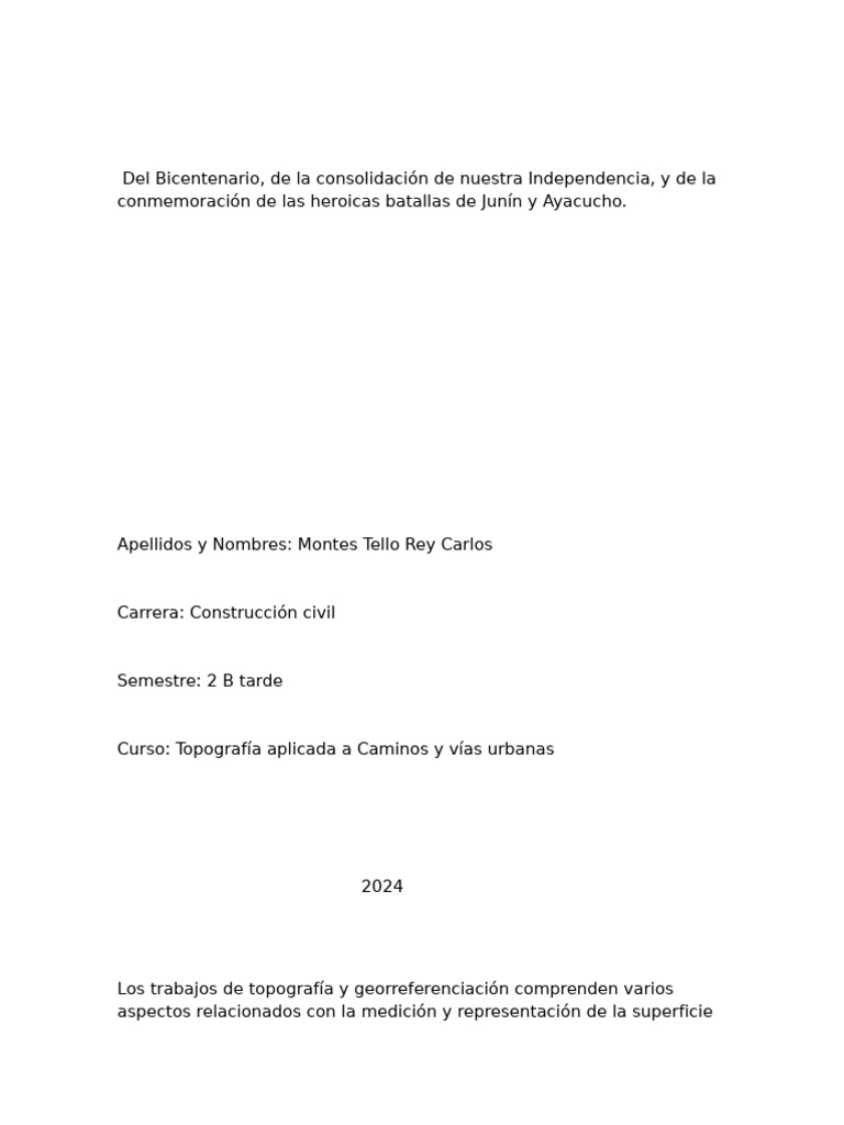 Rey Carlos Montes Tello 100 | PDF | Topografía | Geodesia