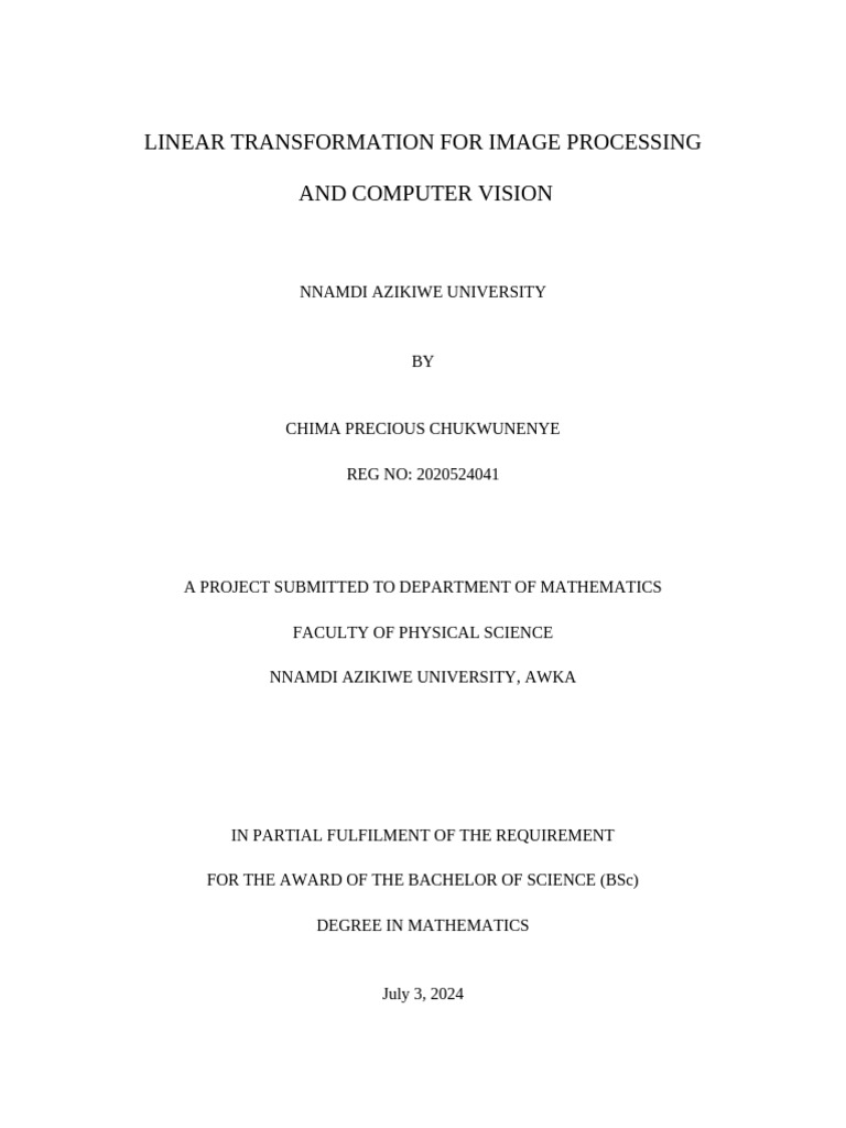 MY Final Year Project | PDF | Matrix (Mathematics) | Computer Vision