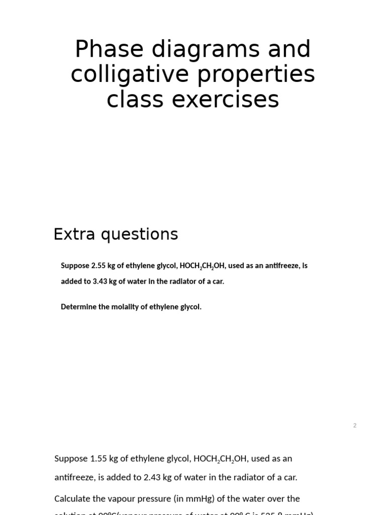 Phase Diagrams and Colligative Properties Questions | PDF | Science ...