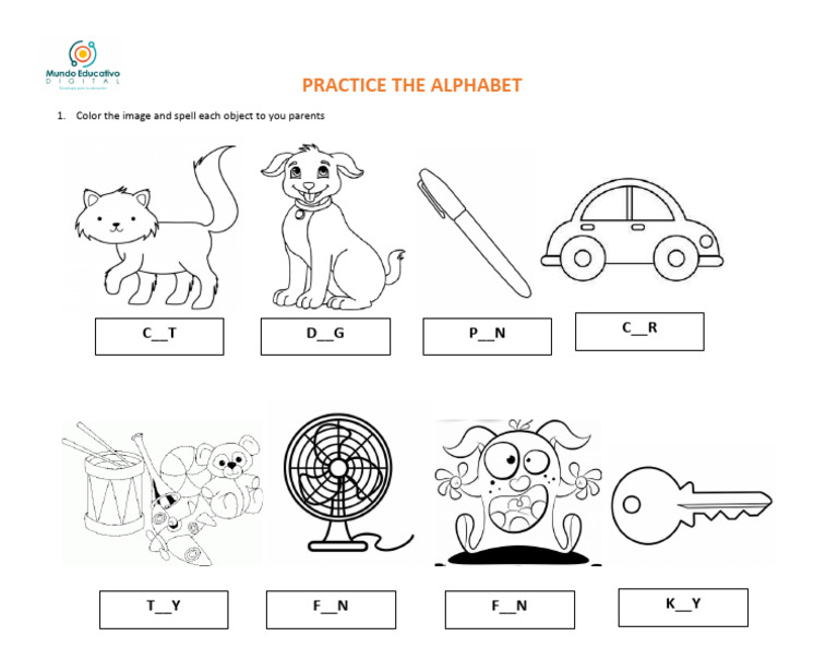 Alphabet Practice Worksheet for Kids | PDF | Teaching Methods & Materials