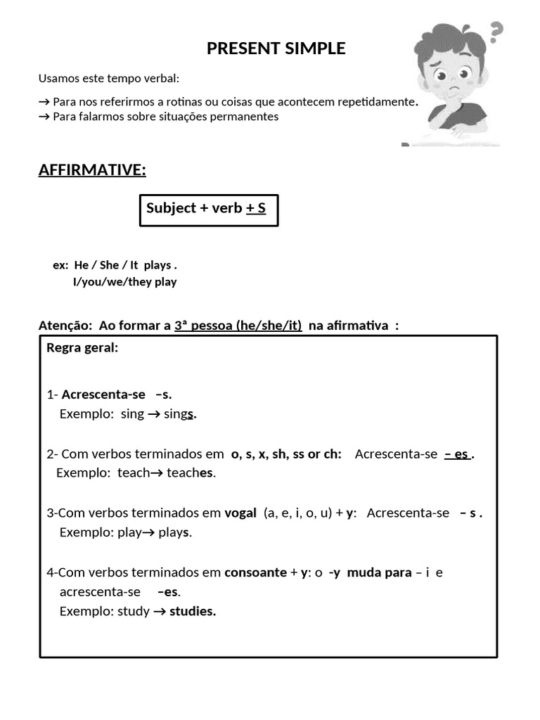 PRESENT SIMPLE - Affirmative | PDF | Artes Linguísticas e Disciplina ...