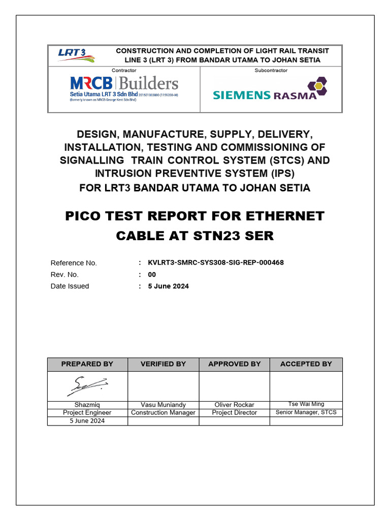Ethernet Cable PICO Test Report LRT3 | PDF | Optical Fiber ...