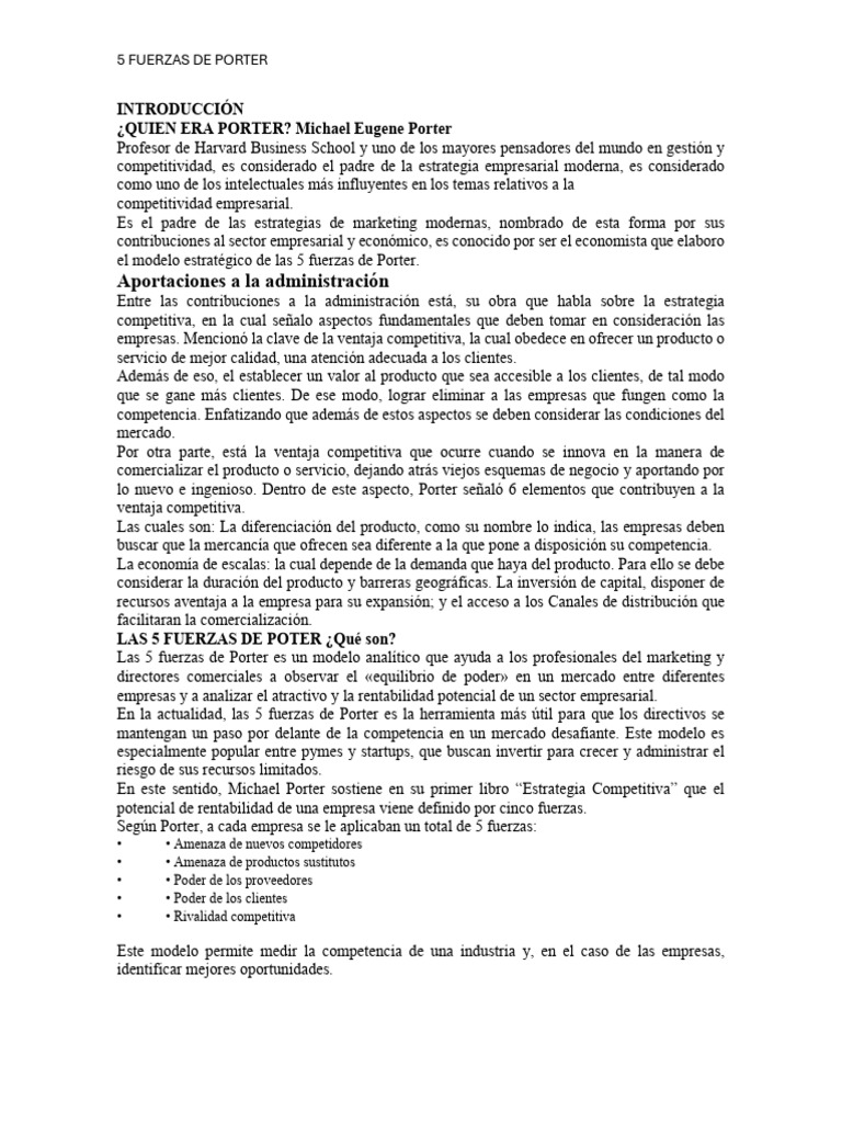 Porter Word | PDF | Planificación | Business