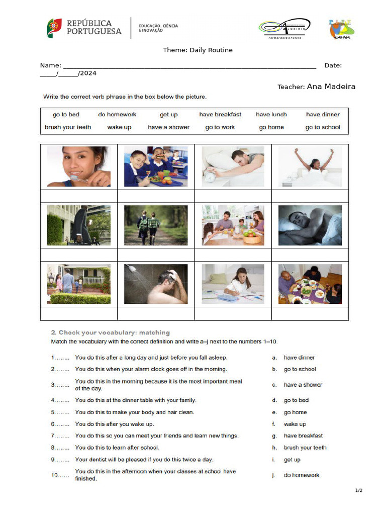 Ex2. PIEF Daily Routine 2425 | PDF