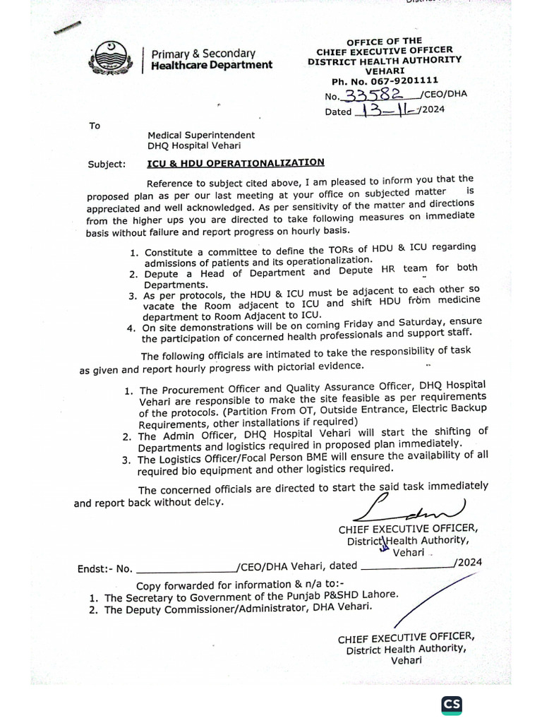 ICU & HDu. Operationalization | PDF