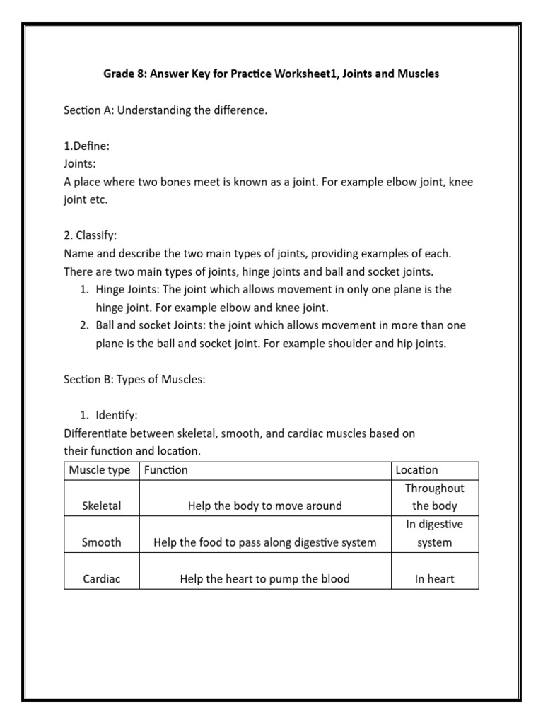 Grade 8 Answer Key Worksheet1 | PDF