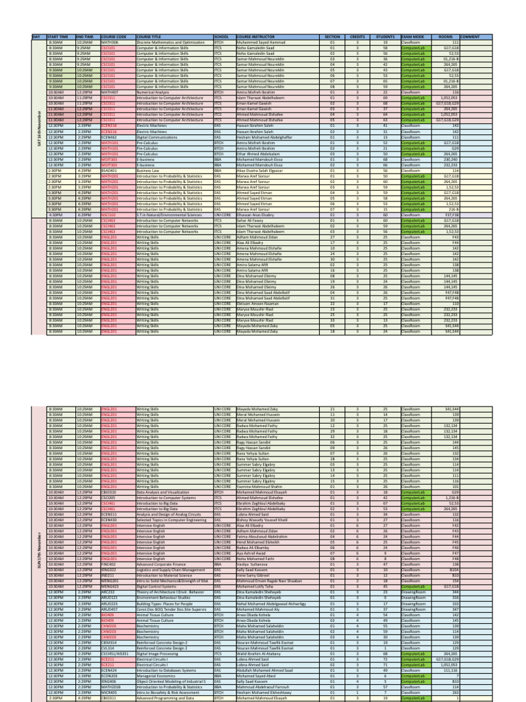 Ug Schedule Fall24-Mid-Term | PDF | Computing