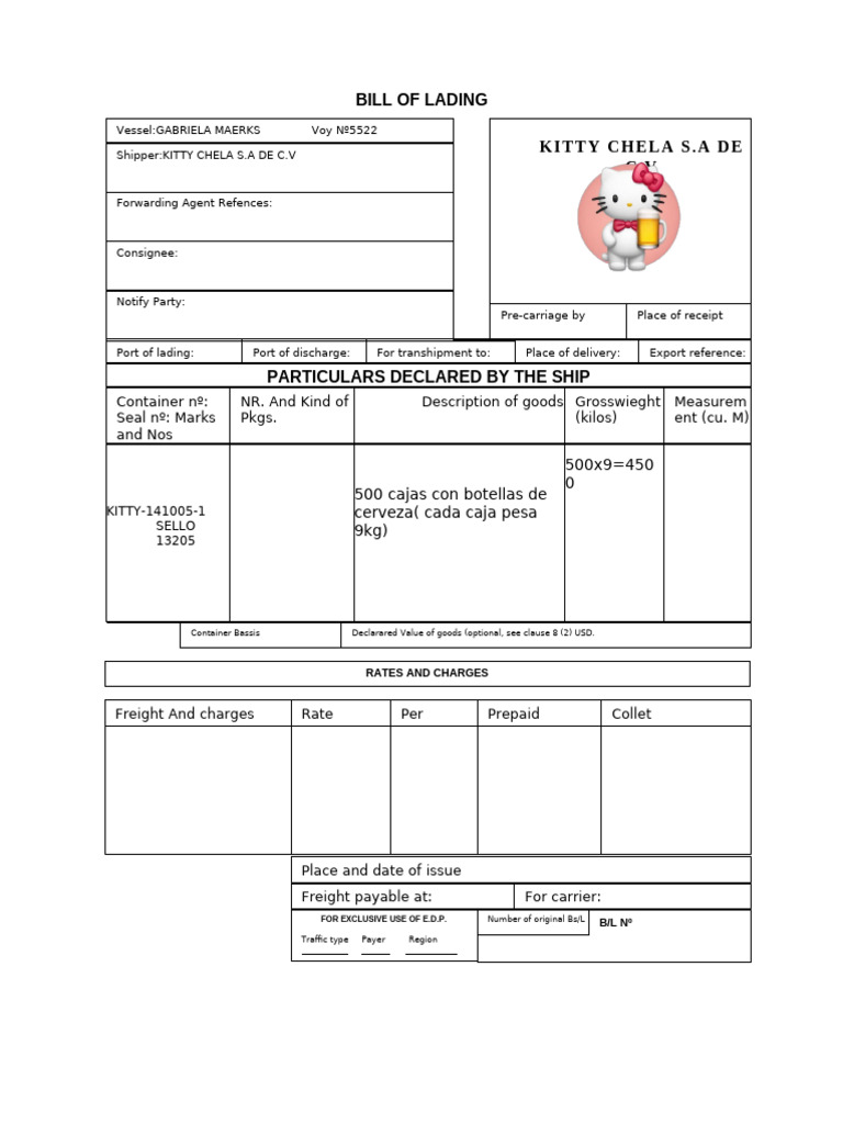 Bill of Lading | PDF