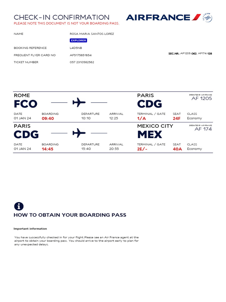 Air France Boarding Pass Guide | PDF