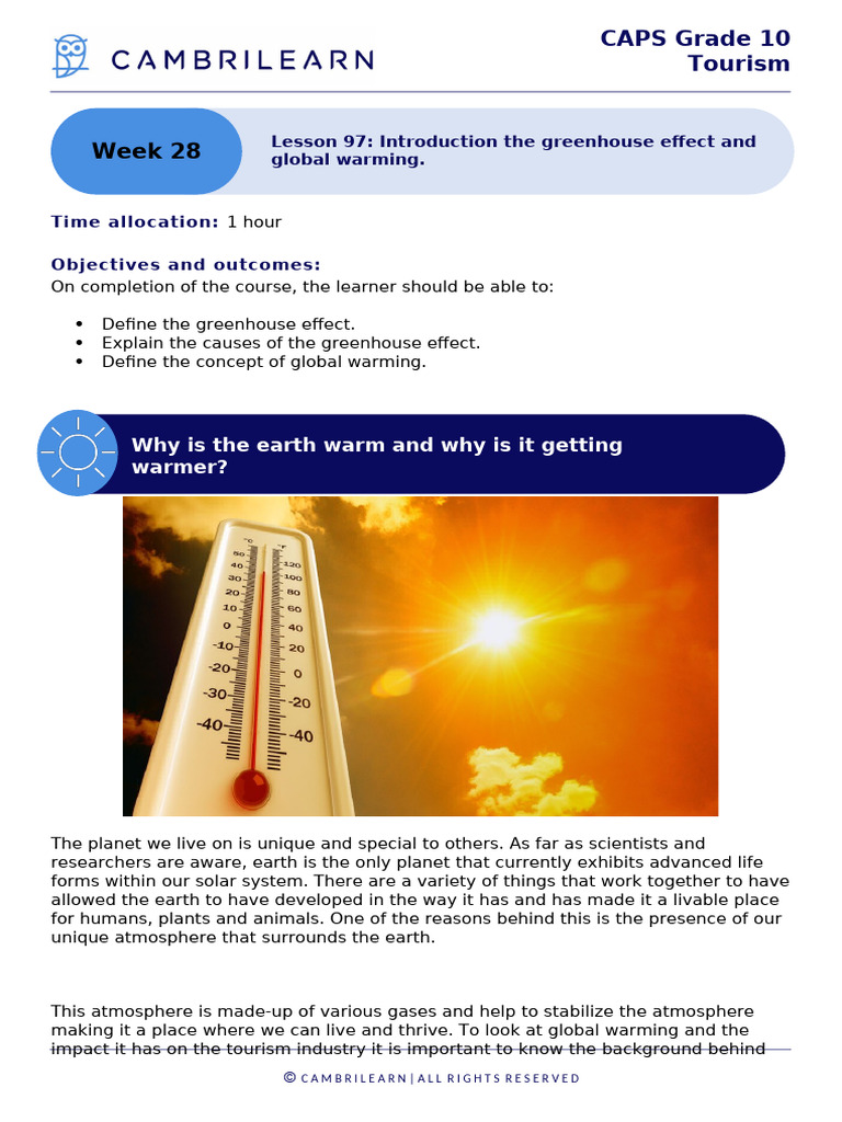 Lesson 97 Introduction To The Greenhouse Effect and Global Warming ...