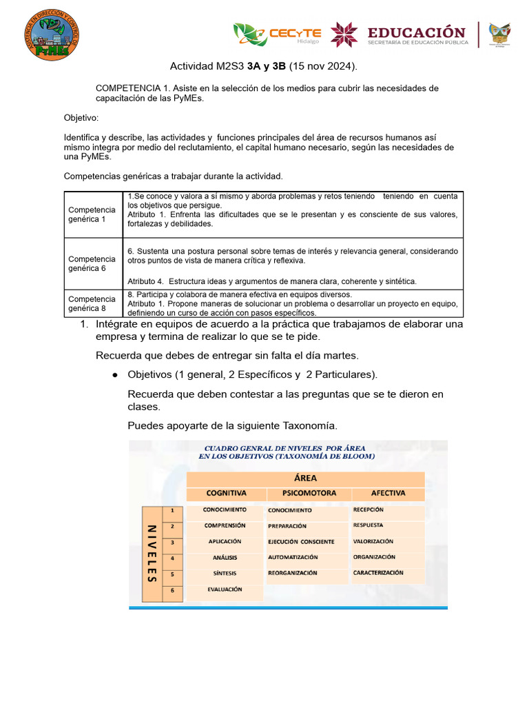 Actividad M2S3 - 15 Nov - 3A, 3B | PDF | Crecimiento personal y profesional | Informática