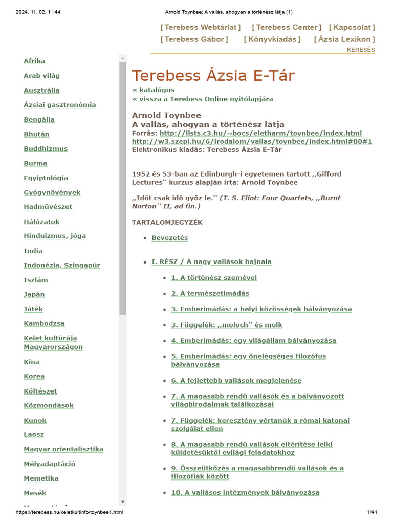 Arnold Toynbee - A Vallás, Ahogyan A Történész Látja | PDF