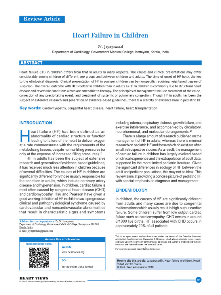 Pediatric Heart Failure: Diagnosis & Management | PDF | Heart | Heart ...