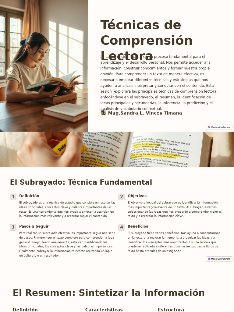 Tecnicas de Comprencion Lectora | PDF | Comprensión lectora | Inferencia