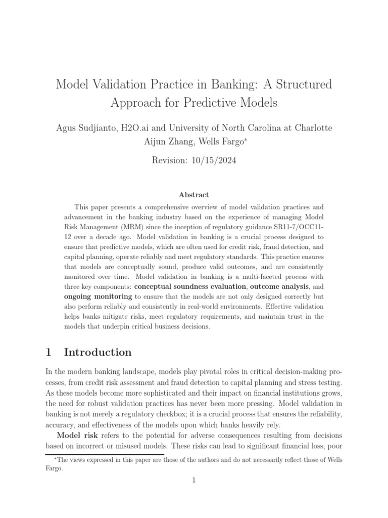 Model Validation Practice in Banking November 2024 1731677614 | PDF ...